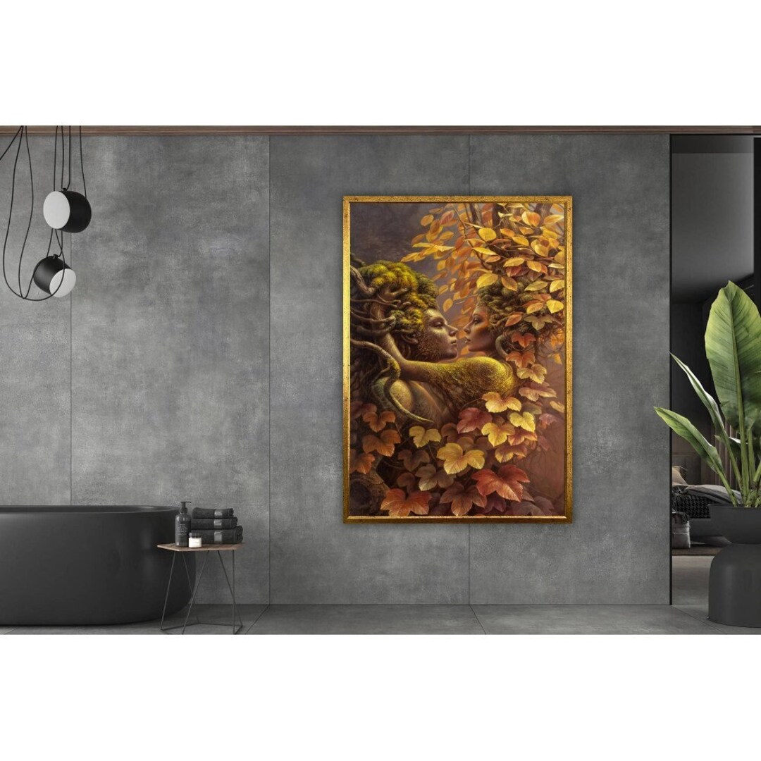 Eternal Love: Embraced Lovers Gaze Painting, Lovers Painting, Romantic ...