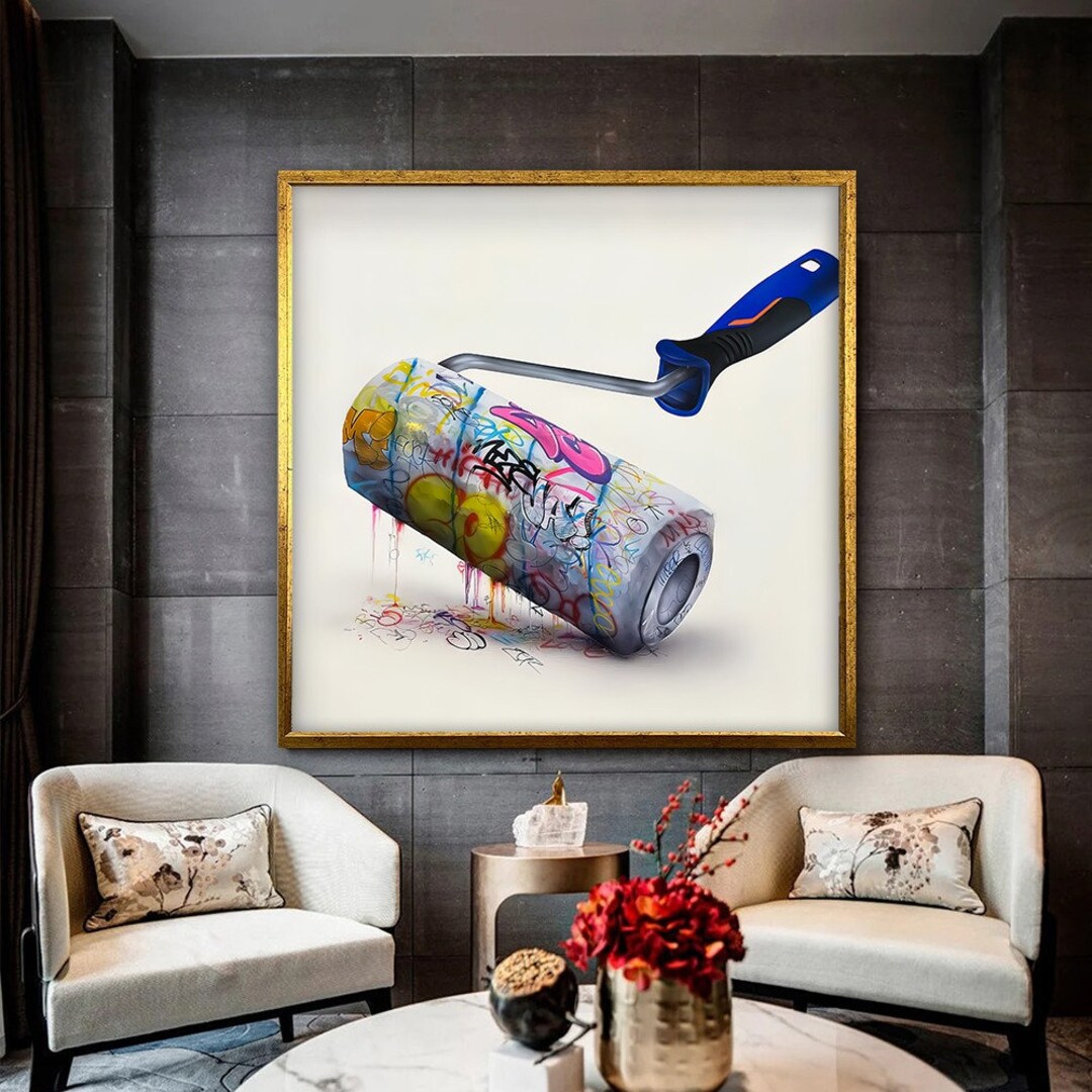 Paint Roller Canvas Print , Floating Frame Option, Modern Wall Art ...