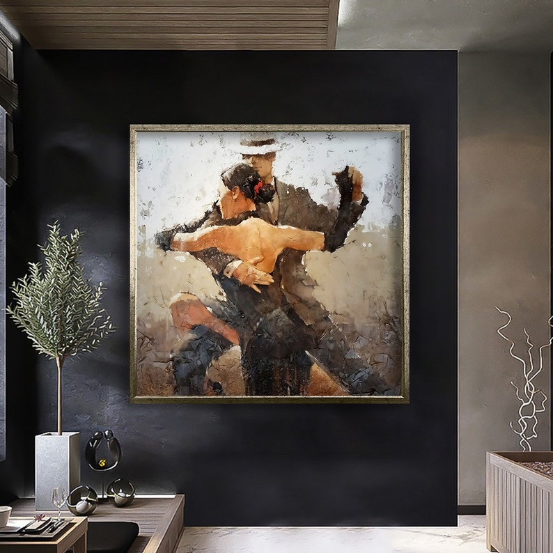 Canvas Home Decor, Large Canvas, Dancing Couple Painting Print, Music ...