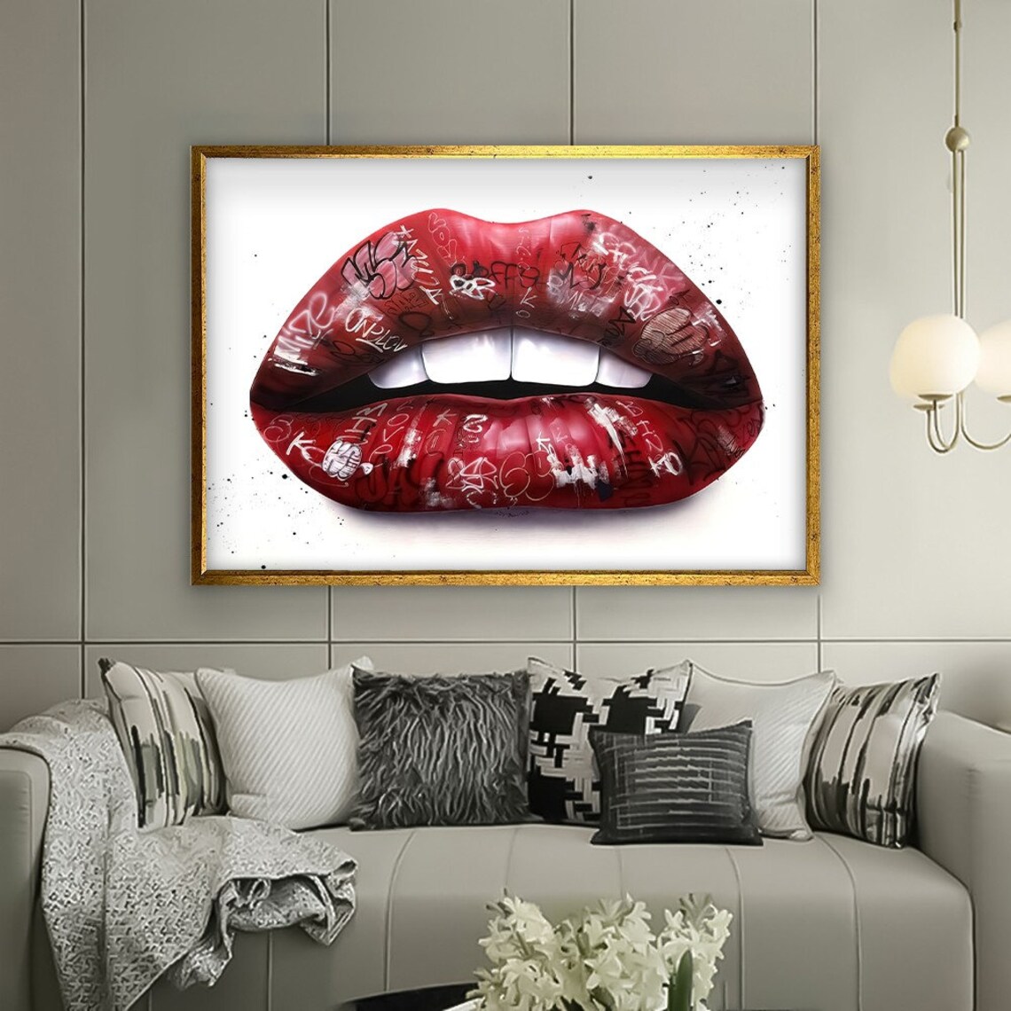 Graffiti Lip Canvas Pop Art Lip Painting Artistic Lip Art - Etsy