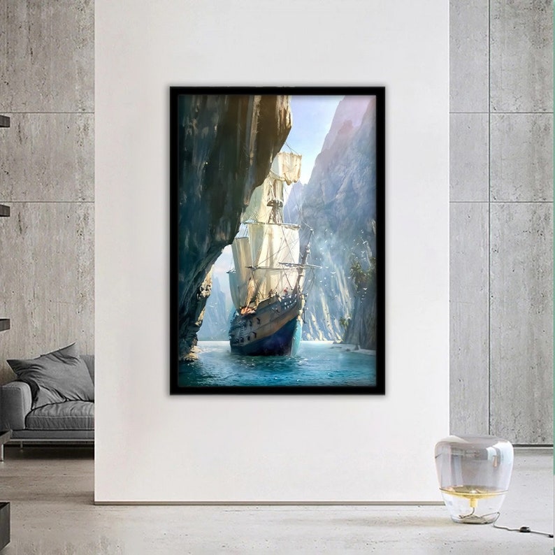 Sailing Ship Print on Canvas Modern Wall Art Canvas Wall - Etsy