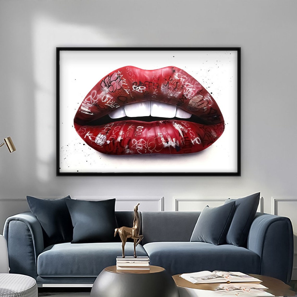 Graffiti Lip Canvas Pop Art Lip Painting Artistic Lip Art - Etsy