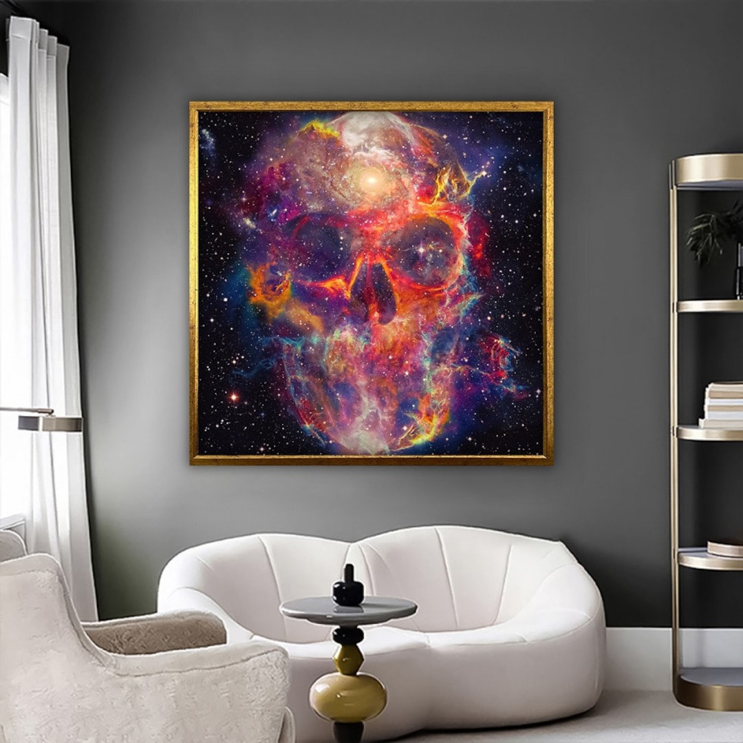 Skull Print on Canvas, Modern Wall Art, Canvas Wall Art, Skeleton Print ...