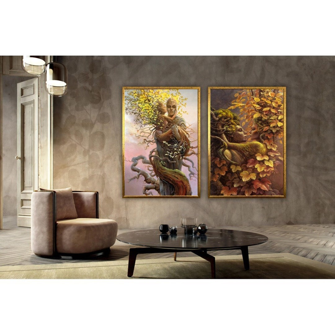 Eternal Love: Embraced Lovers Gaze Painting, Lovers Painting, Romantic ...