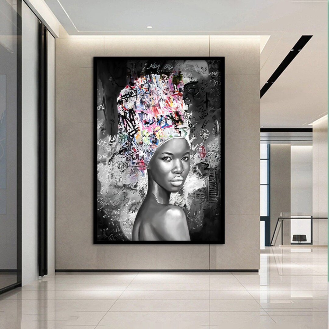 African Woman Canvas Painting, Black Woman Canvas Print, African Woman Painting With Ethnic ...