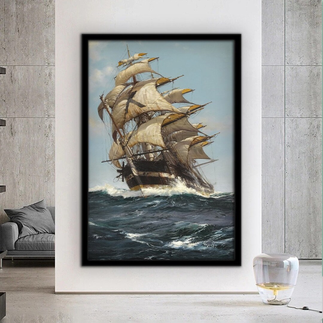 Ship Wall Art, Warship Canvas, Ship Canvas Painting, Canvas Print, Ship ...