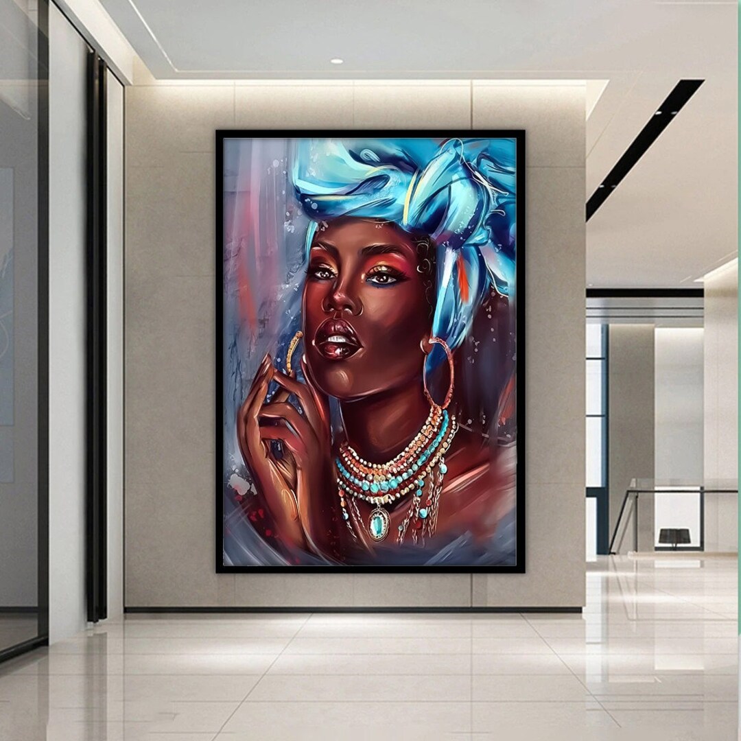 African Woman Canvas Painting, Black Woman Canvas Print, African Woman Painting With Ethnic ...