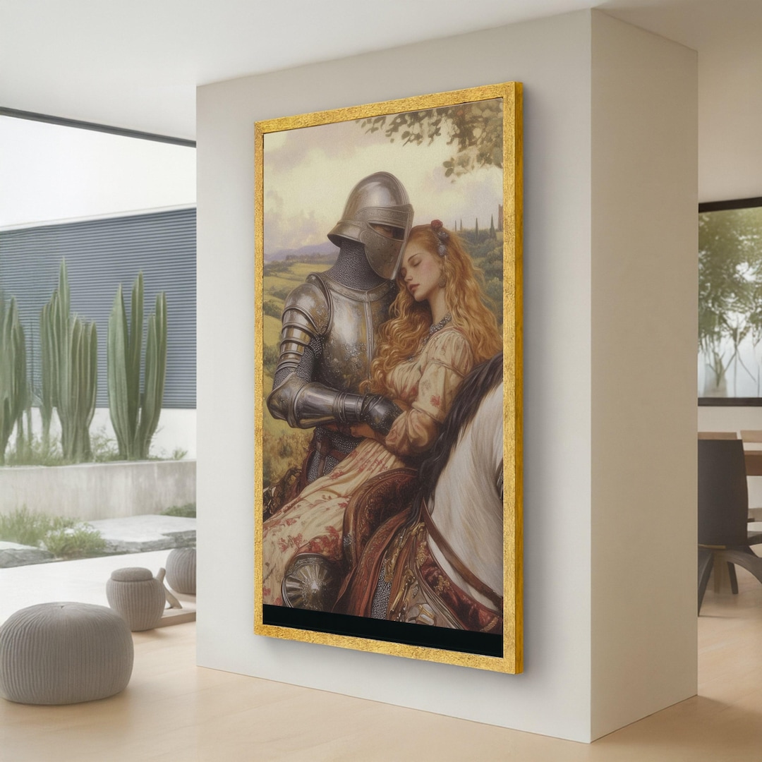 Romantic Medieval Knight and Lady Canvas, Vintage Armor and Renaissance ...