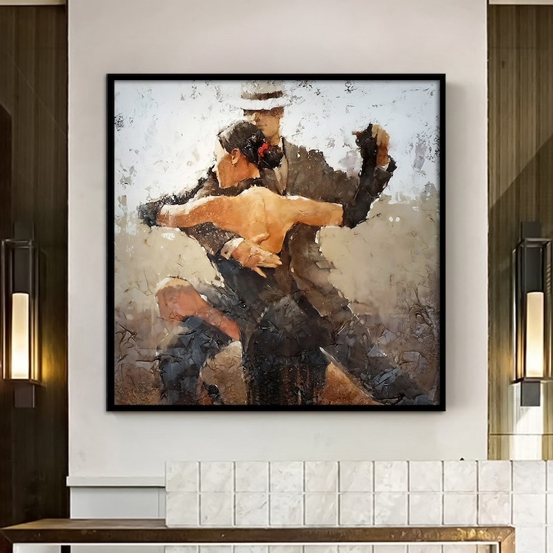 Canvas Home Decor, Large Canvas, Dancing Couple Painting Print, Music ...
