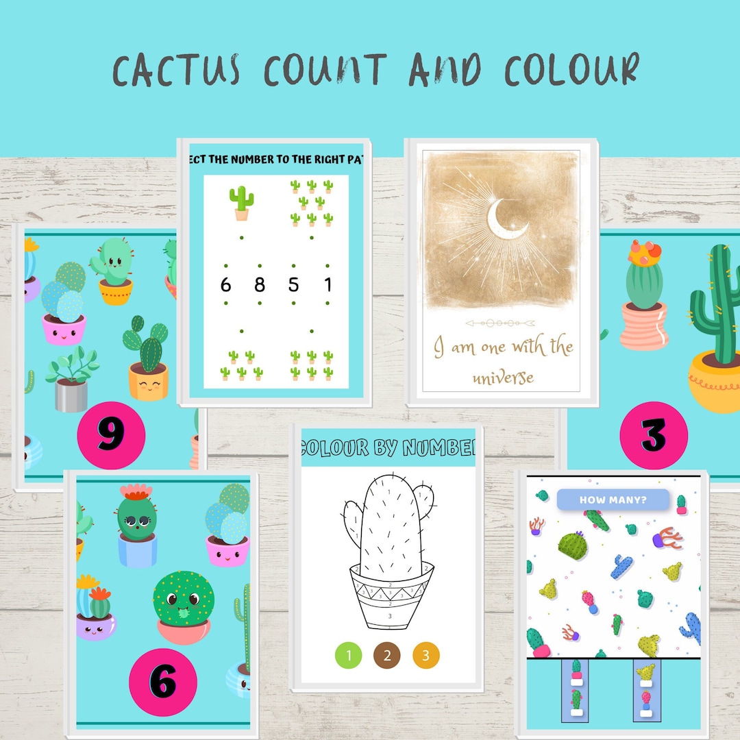 Cactus Count and Colour Pack - Etsy