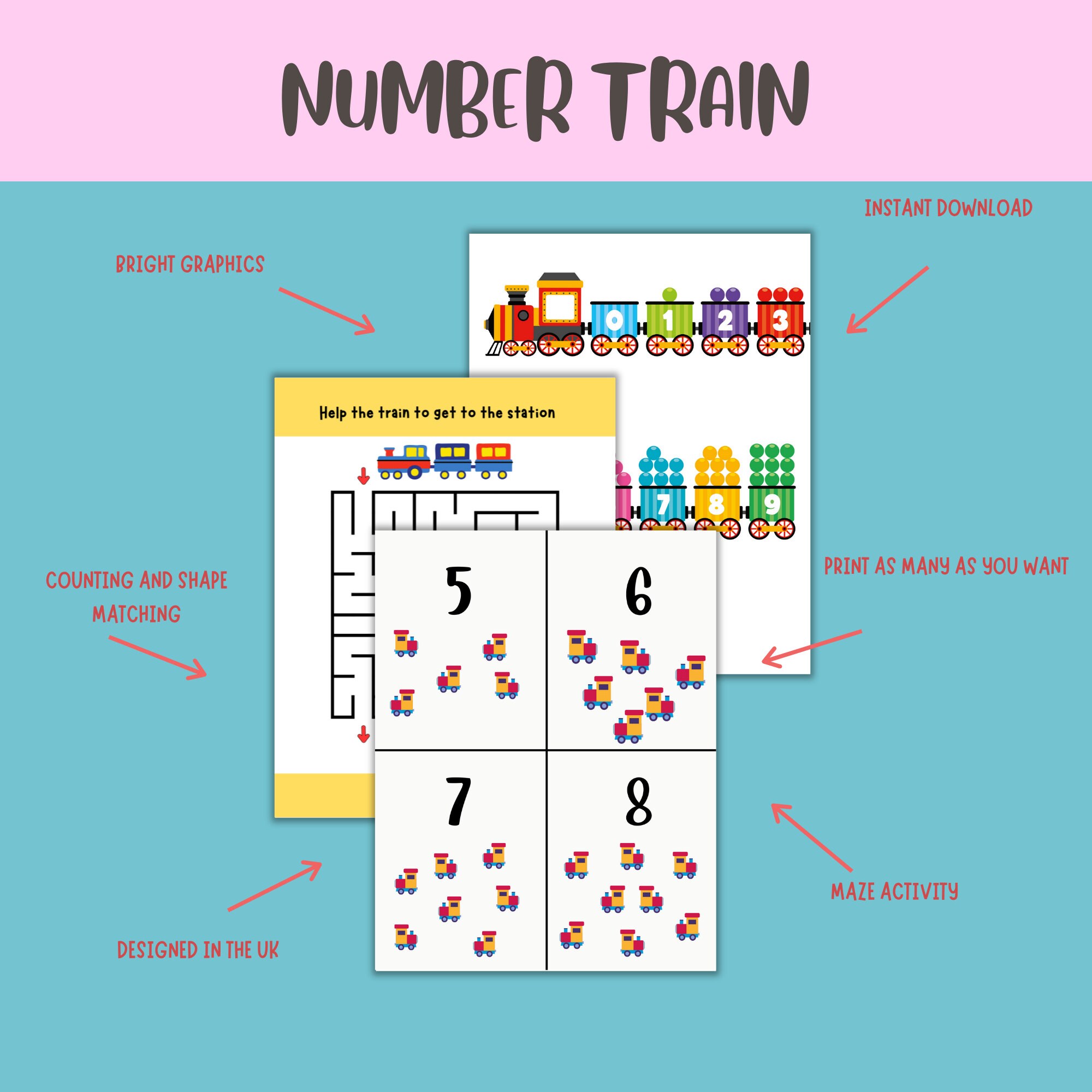Number Train Activity Pack | Transport Maths Sheets | Get on Track With ...