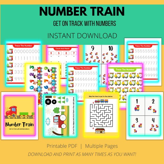 Number Train Activity Pack Transport Maths Sheets Get on | Etsy