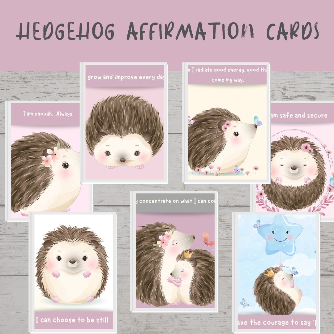 Hedgehog Affirmation Cards - Etsy