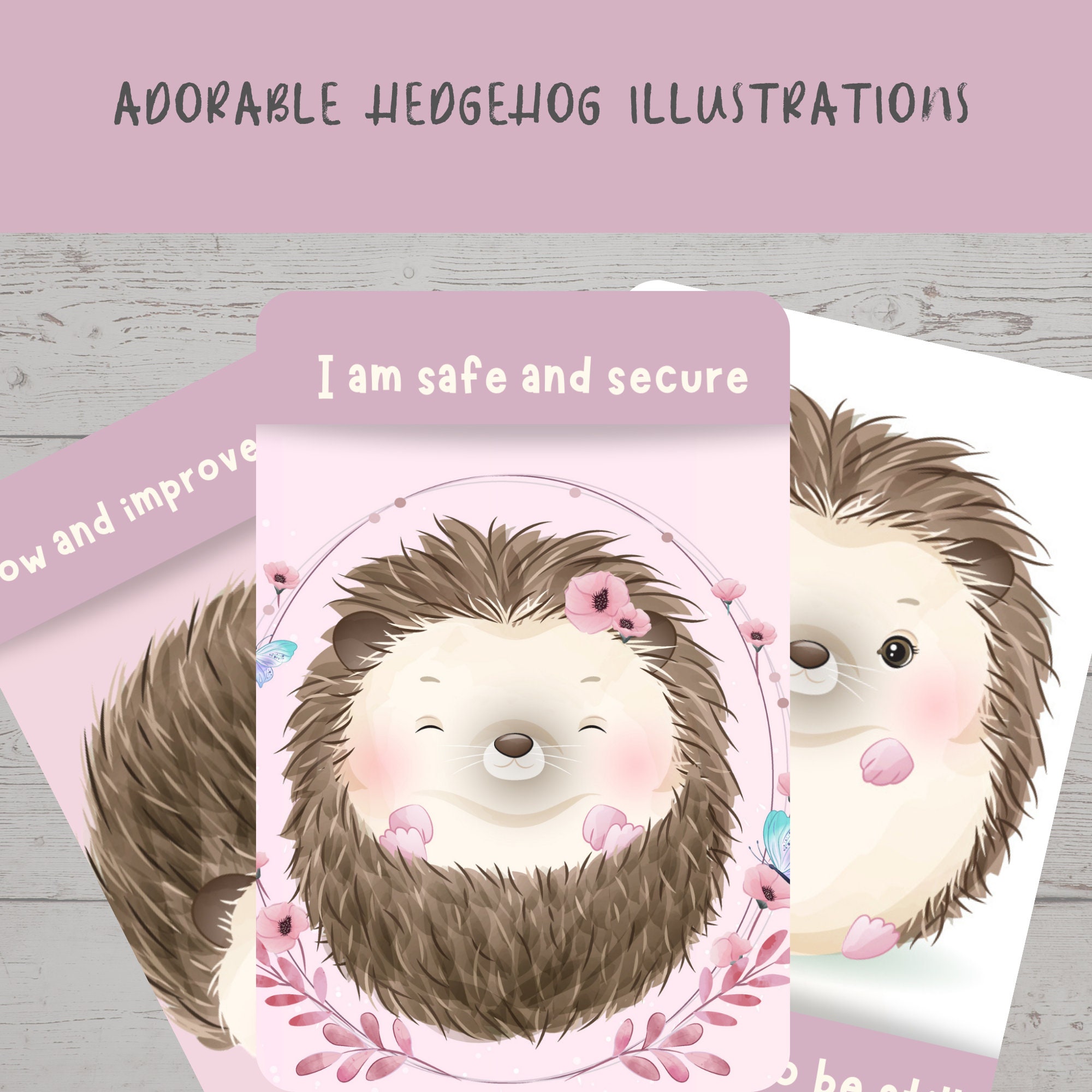 Hedgehog Affirmation Cards - Etsy