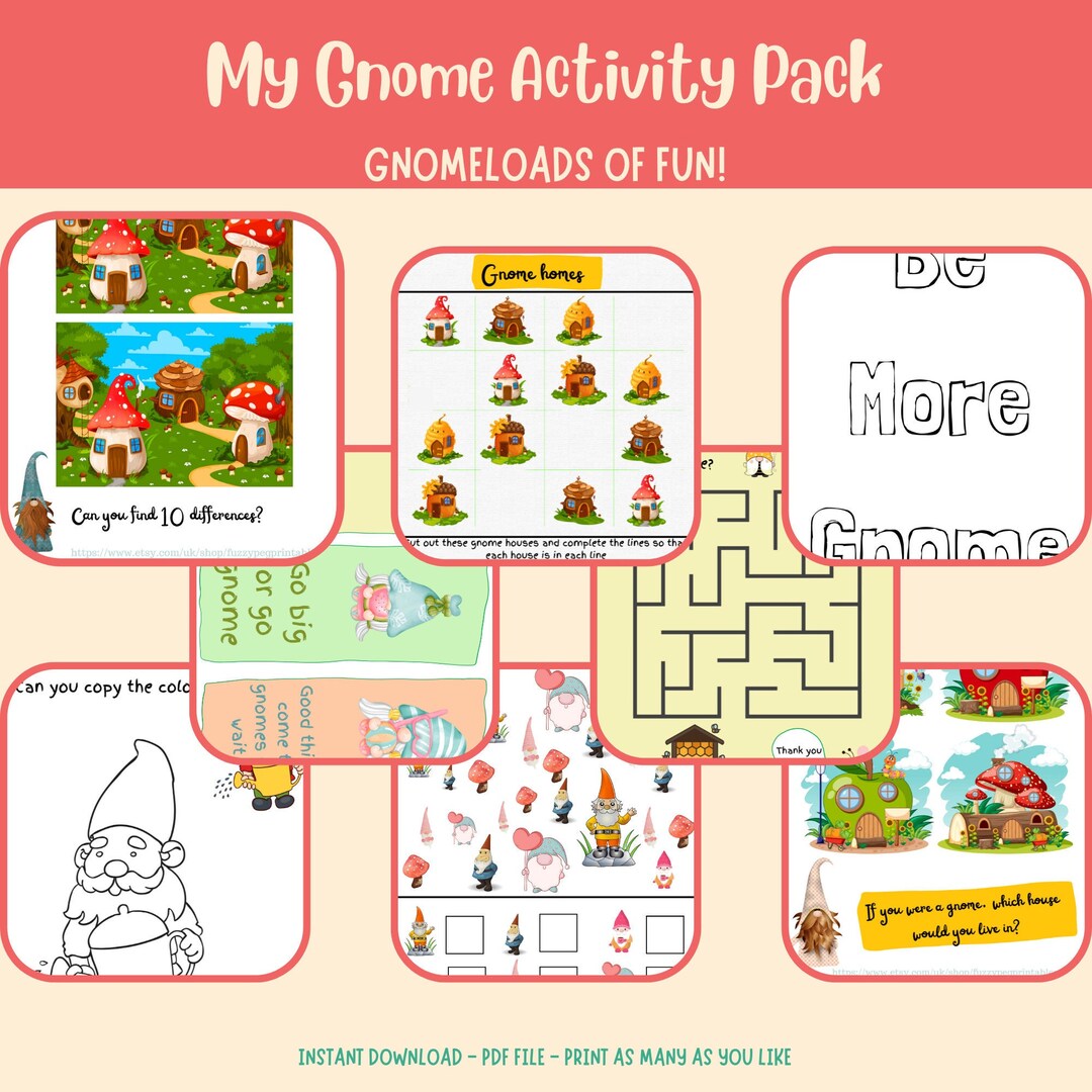 My Gnome Activity Pack - Etsy