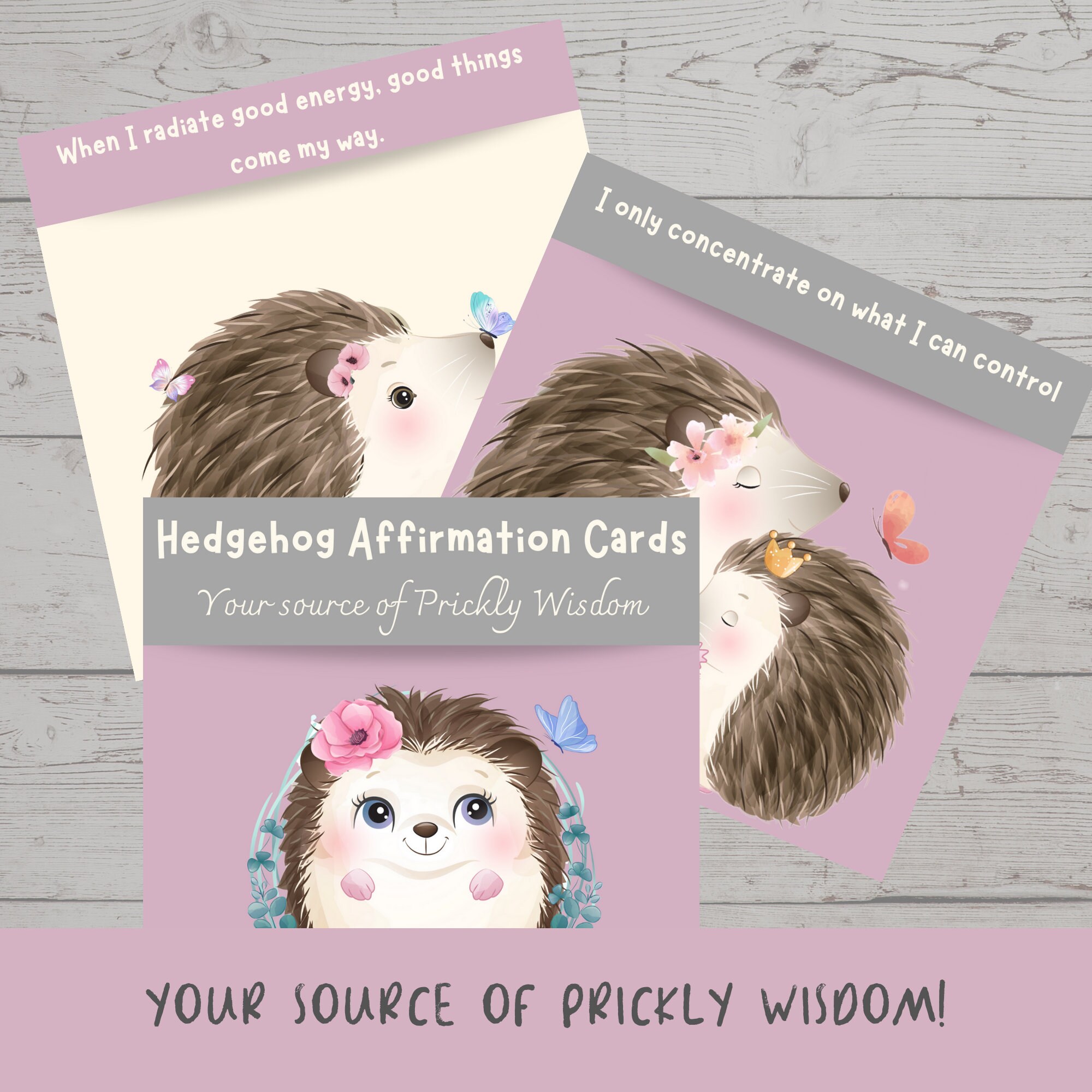 Hedgehog Affirmation Cards - Etsy