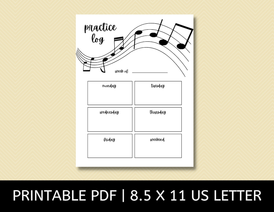 Printable Music Practice Log, Music Practice Log, Printable Practice ...