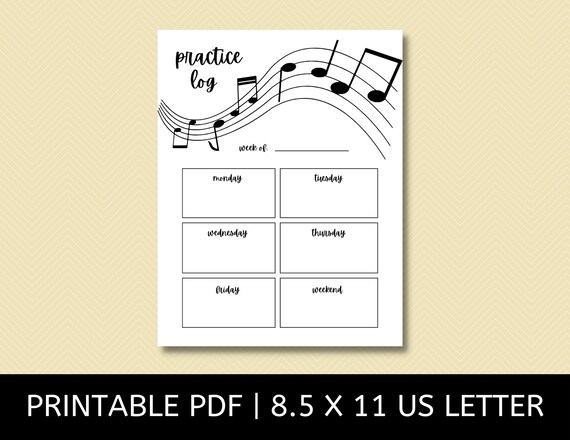 Printable Music Practice Log Music Practice Log Printable - Etsy