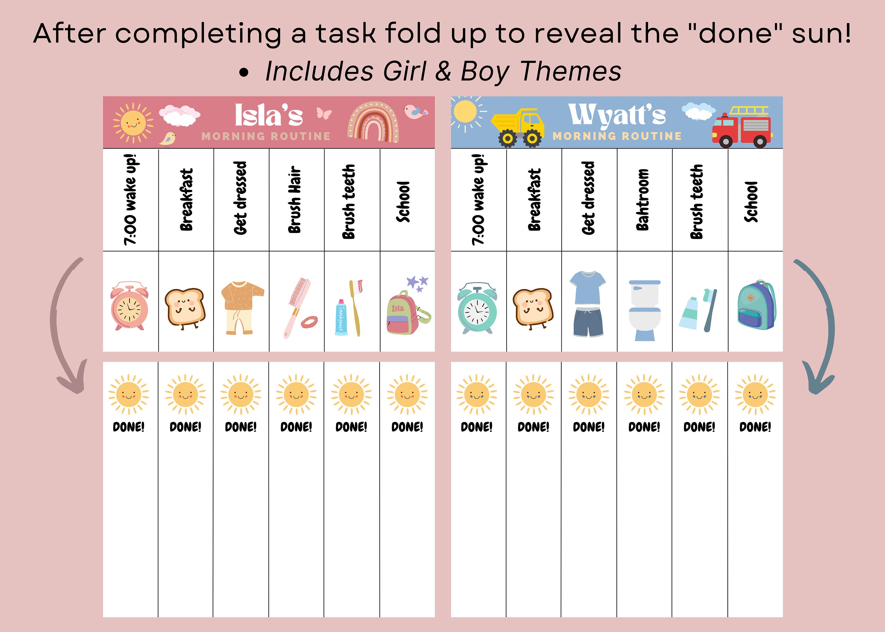Kid's Morning Routine Chart - Etsy