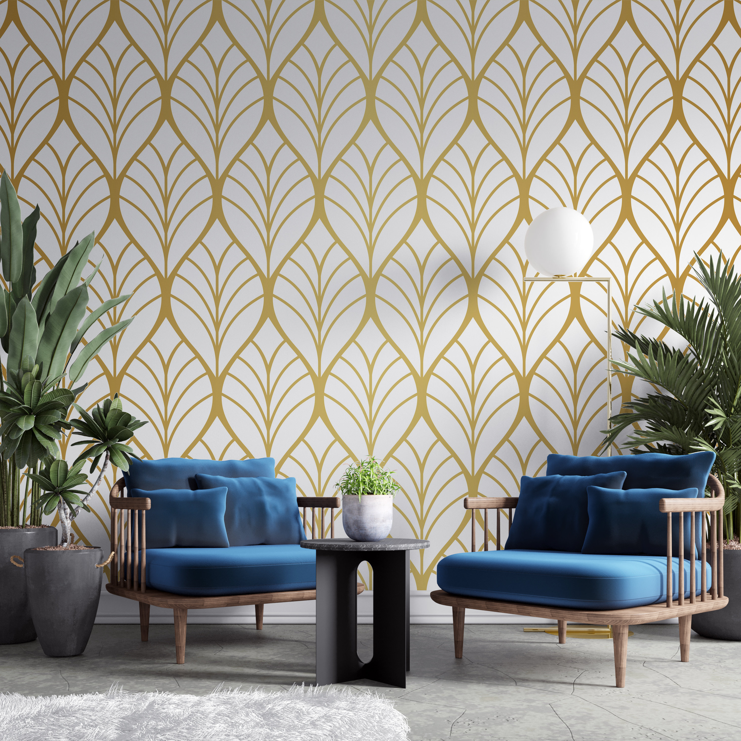 Gold Geometric Wallpaper Background Wall Mural Temporary - Etsy