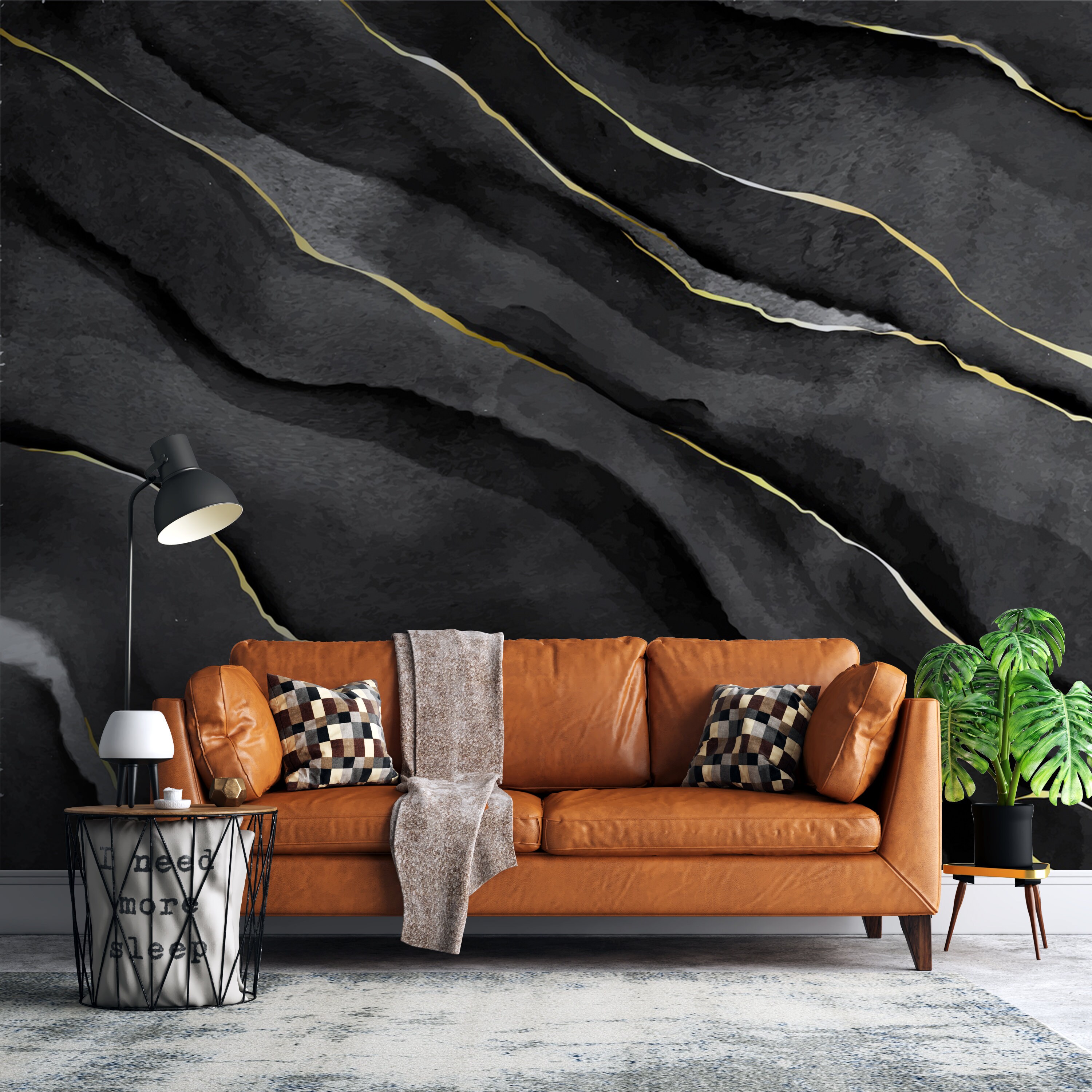 3d Black Marble Textured Wallpaper Abstract Wall Mural Peel - Etsy