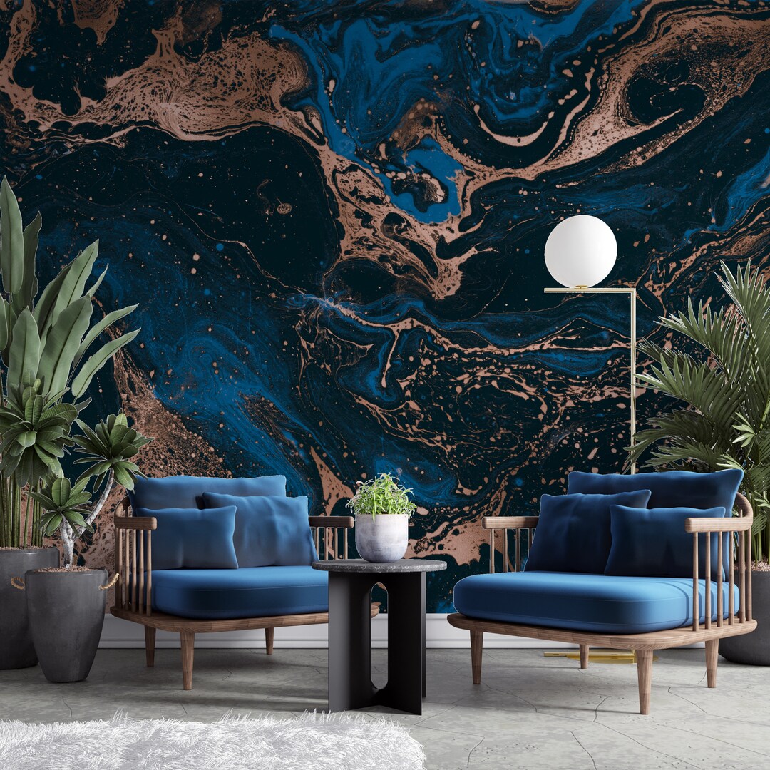 Blue Marble Texture Peel and Stick Wallpaper: Living Room Wall Mural - Etsy