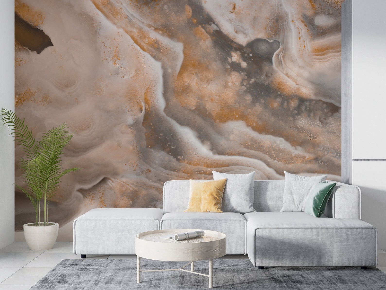 Brown Marble Wallpaper, Living Room Wall Mural, Peel and Stick ...