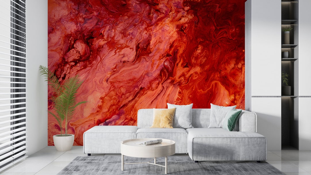 Red Marble Textured Wallpaper Living Room Wall Mural Peel - Etsy
