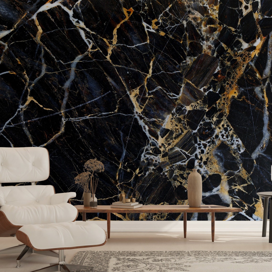 Black Marble Textured Wallpaper: Removable Fabric Wall Mural - Etsy