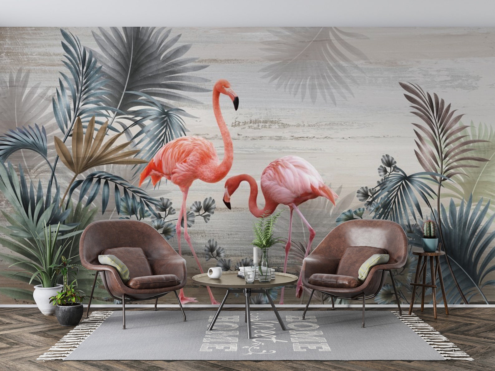 Flamingo Wallpaper Living Room Wall Mural Peel and Stick - Etsy