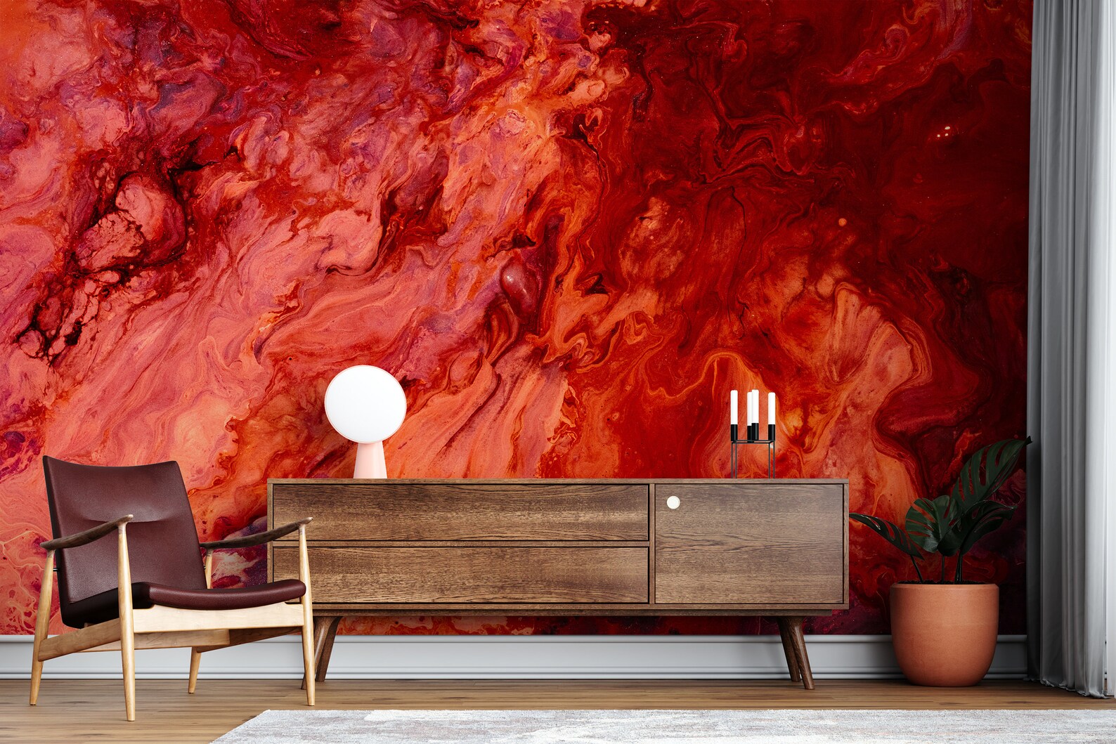 Red Marble Textured Wallpaper Living Room Wall Mural Peel - Etsy