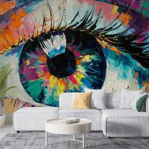 Eye Wallpaper: Abstract Colorful Fabric Wall Mural, Peel and Stick - Etsy