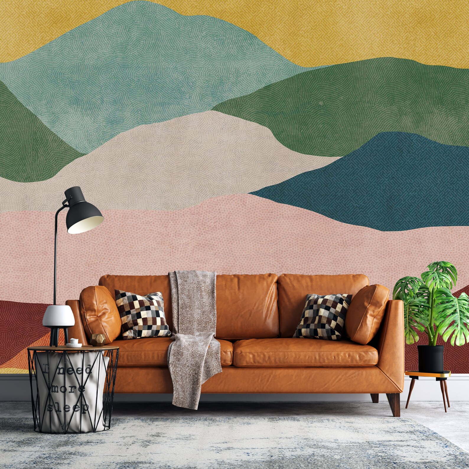 Art Deco Mountain Wallpaper: Geometric Peel and Stick Wall Art - Etsy