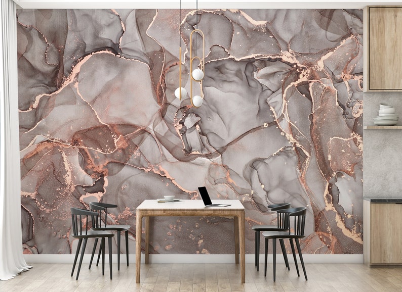 Colorful Marble Textured Wallpaper Living Room Wall Mural - Etsy