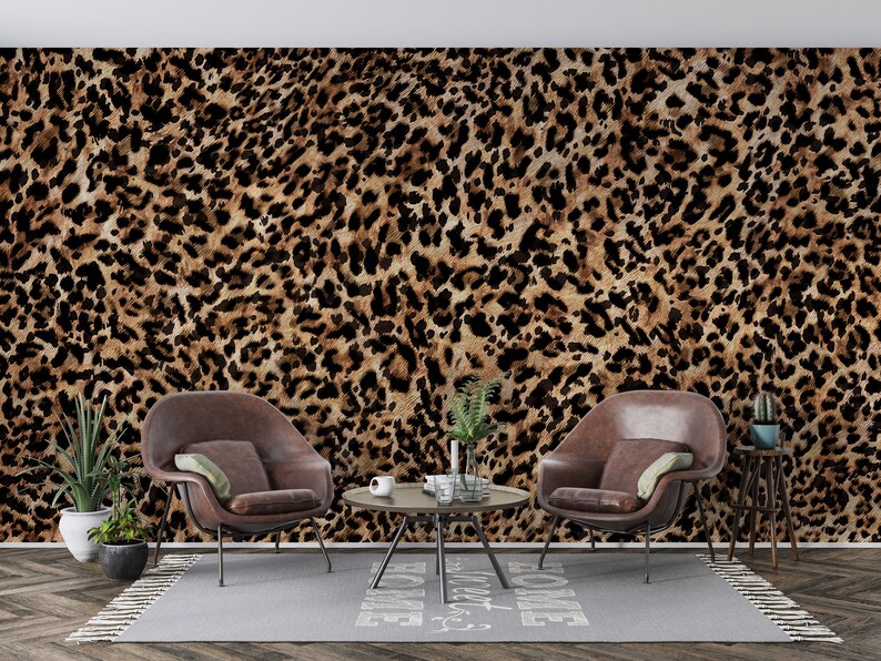 Leopard Patten Living Room Wallpaper Peel and Stick Fabric - Etsy