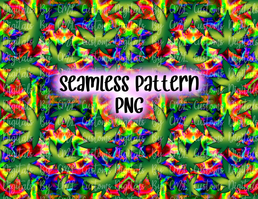 Psychedelic Leaf Seamless Pattern PNG, Cannabis Seamless Pattern - Etsy