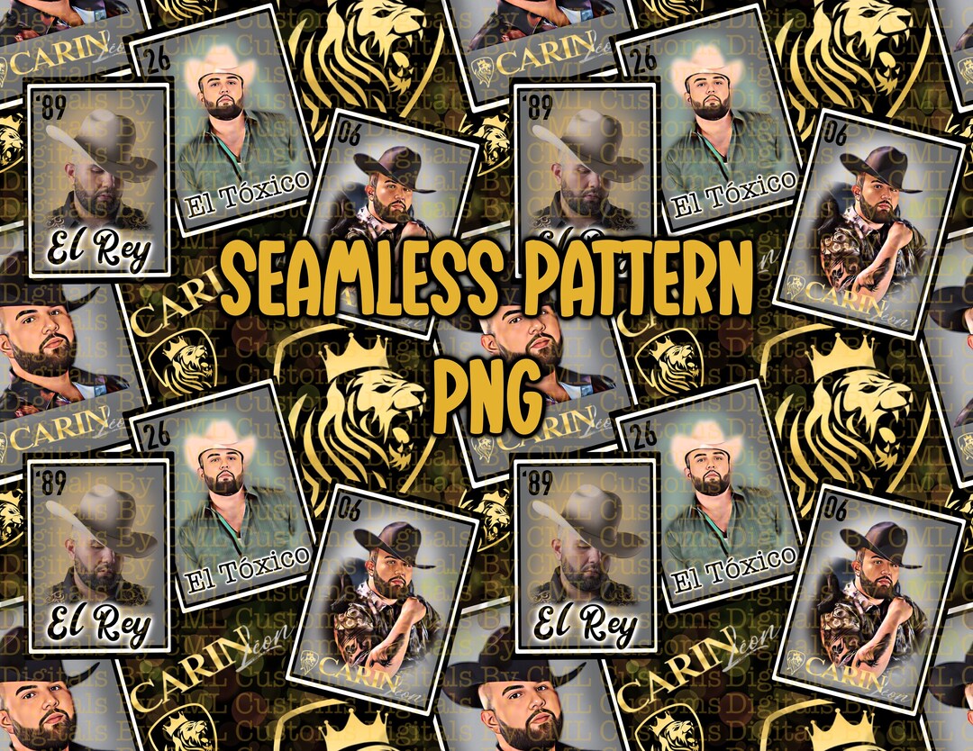 Carin Leon Seamless Pattern PNG Loteria Style Collage Pattern - Etsy