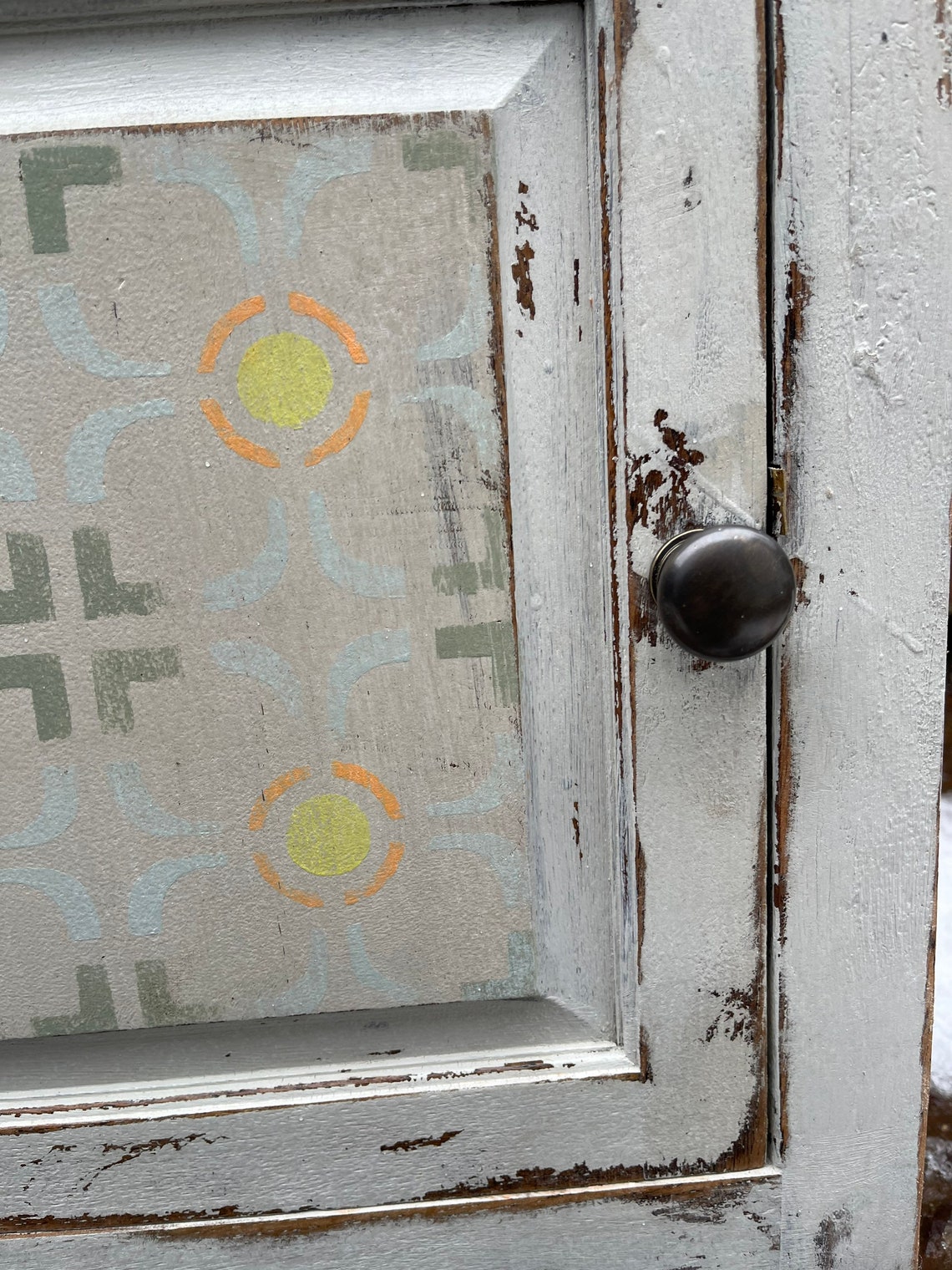 Vintage Solid Oak Hand Painted Nightstand. - Etsy