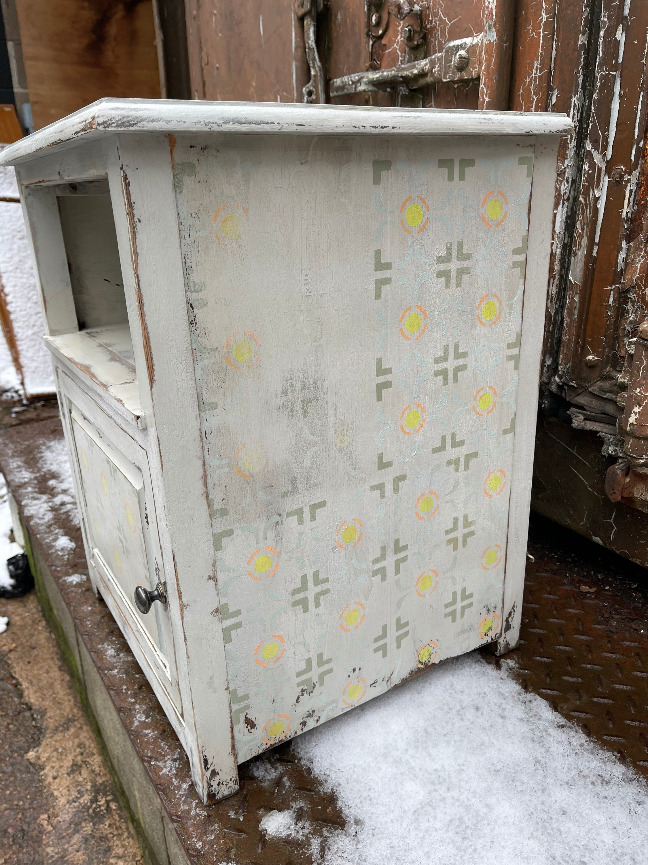 Vintage Solid Oak Hand Painted Nightstand. - Etsy