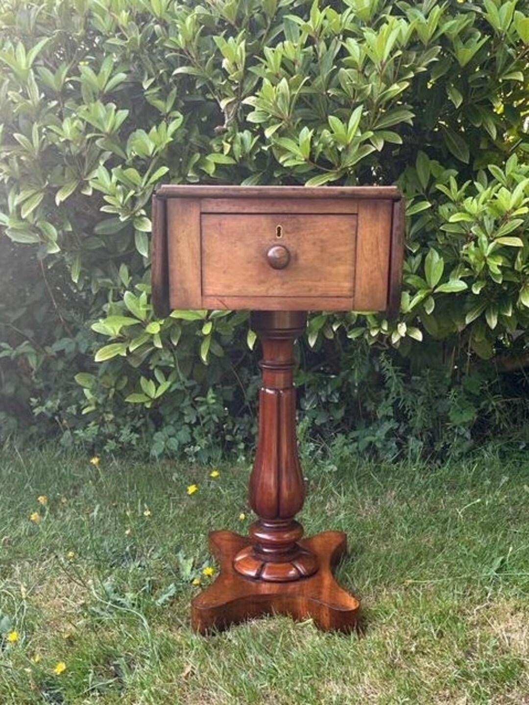 Mahogany Drop Leaf Work Table on Single Pedestal - Etsy