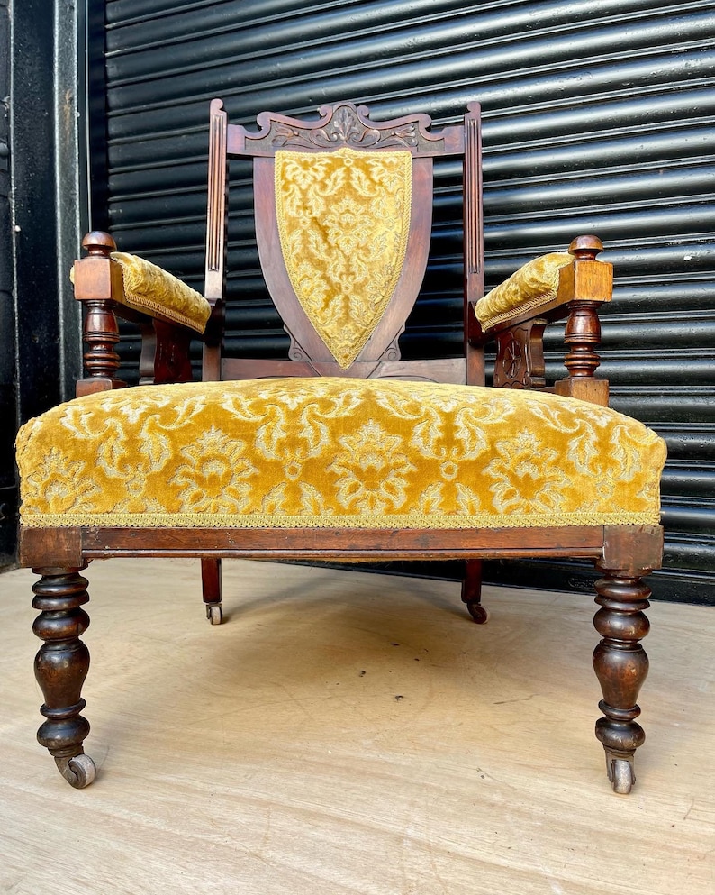 Antique Victorian Library Reading Chair - Etsy