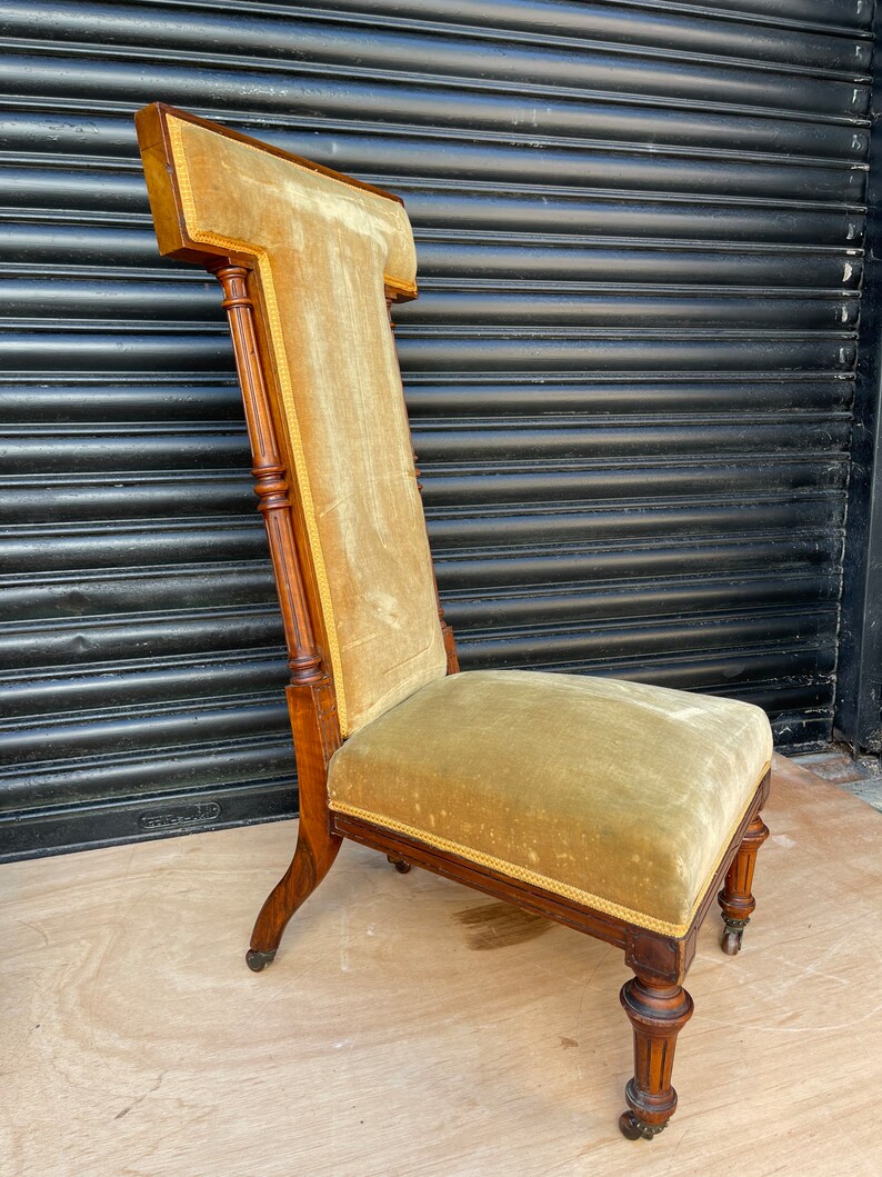 Victorian Nursing / Prayer Chair – Antique Upholstered Prie-dieu ...
