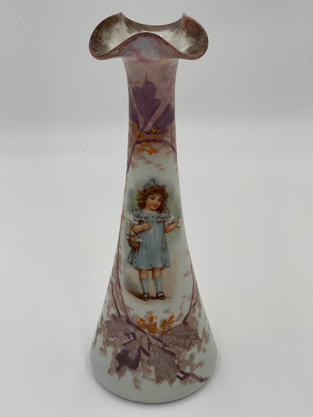 Hand Blown Victorian Bristol Glass Vase - Etsy