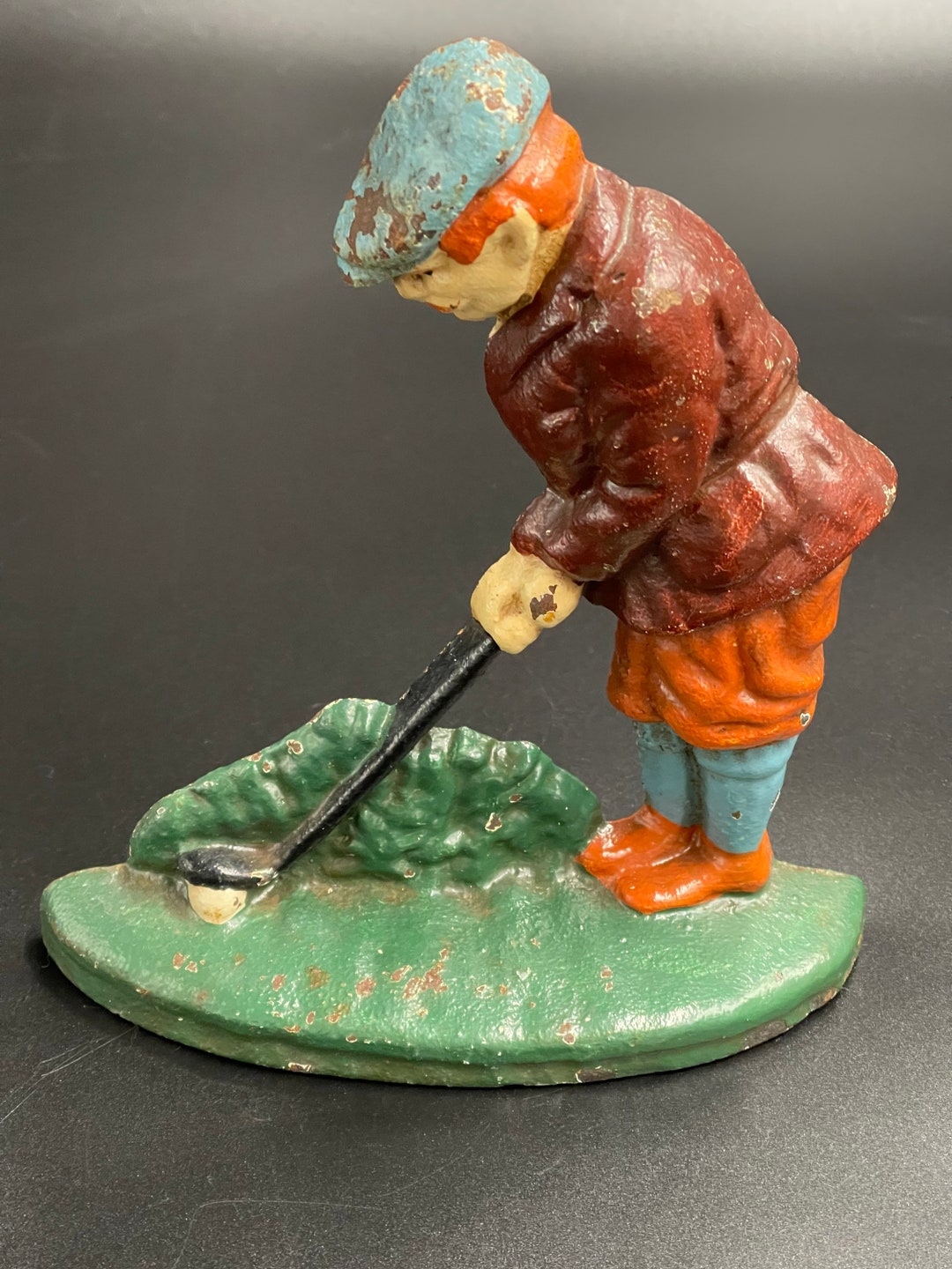 Vintage Cast Iron Victorian Man Golfer - Etsy