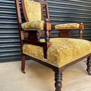 Antique Victorian Library Reading Chair - Etsy