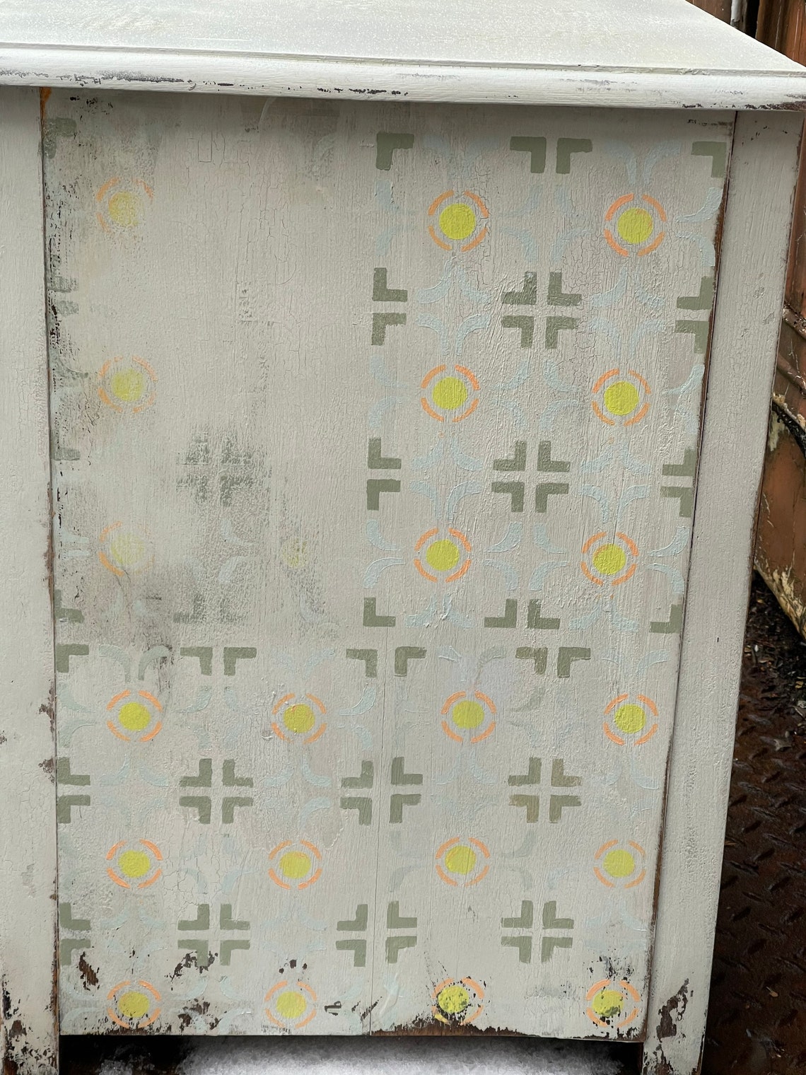 Vintage Solid Oak Hand Painted Nightstand. - Etsy