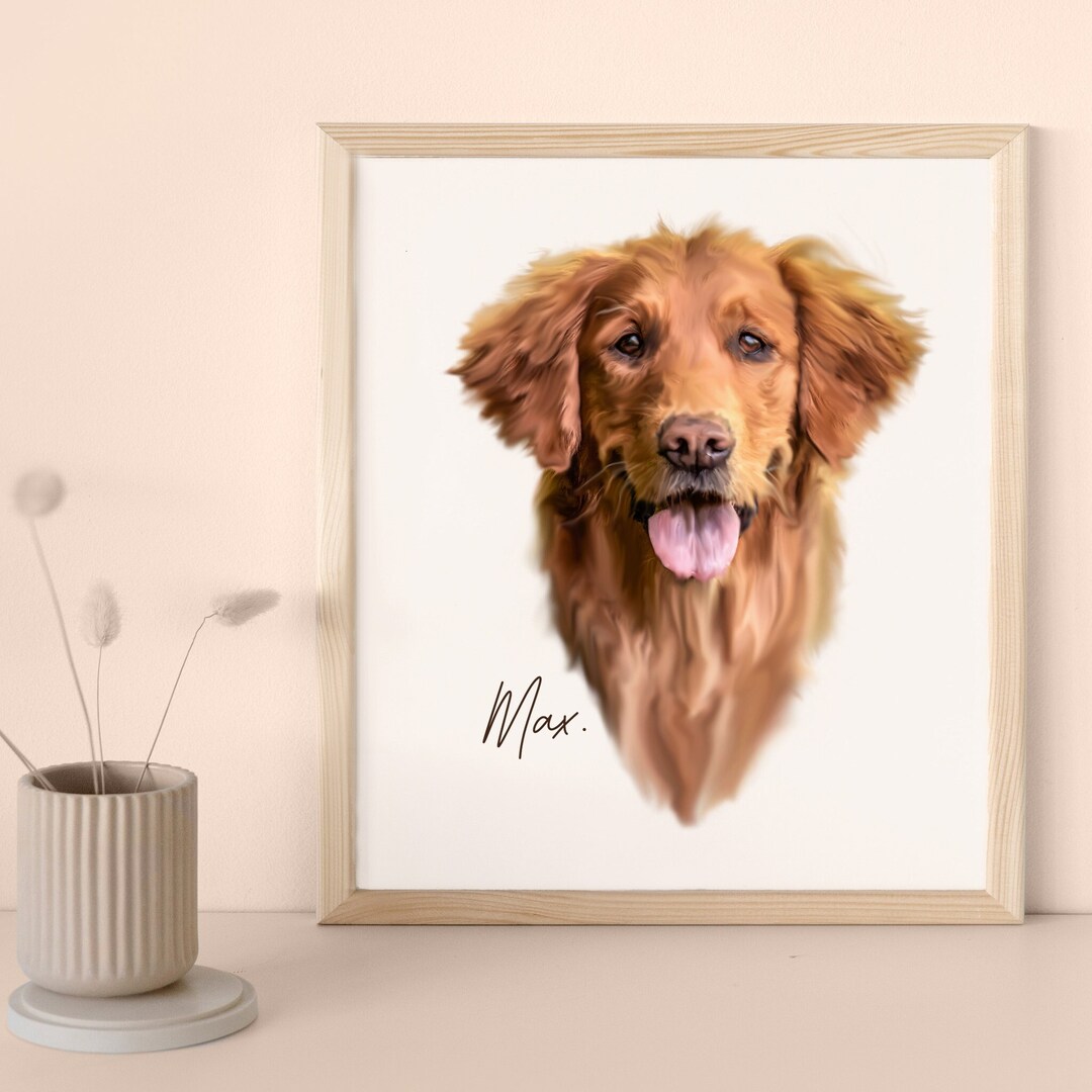 Custom Dog Portrait From Photo Personalized Goldendoodle Pet Painting ...