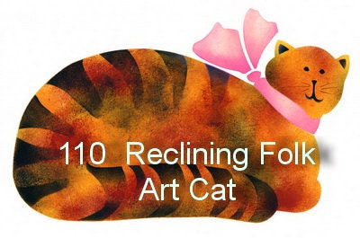 Reclining Folk Art Cat Stencil - Etsy