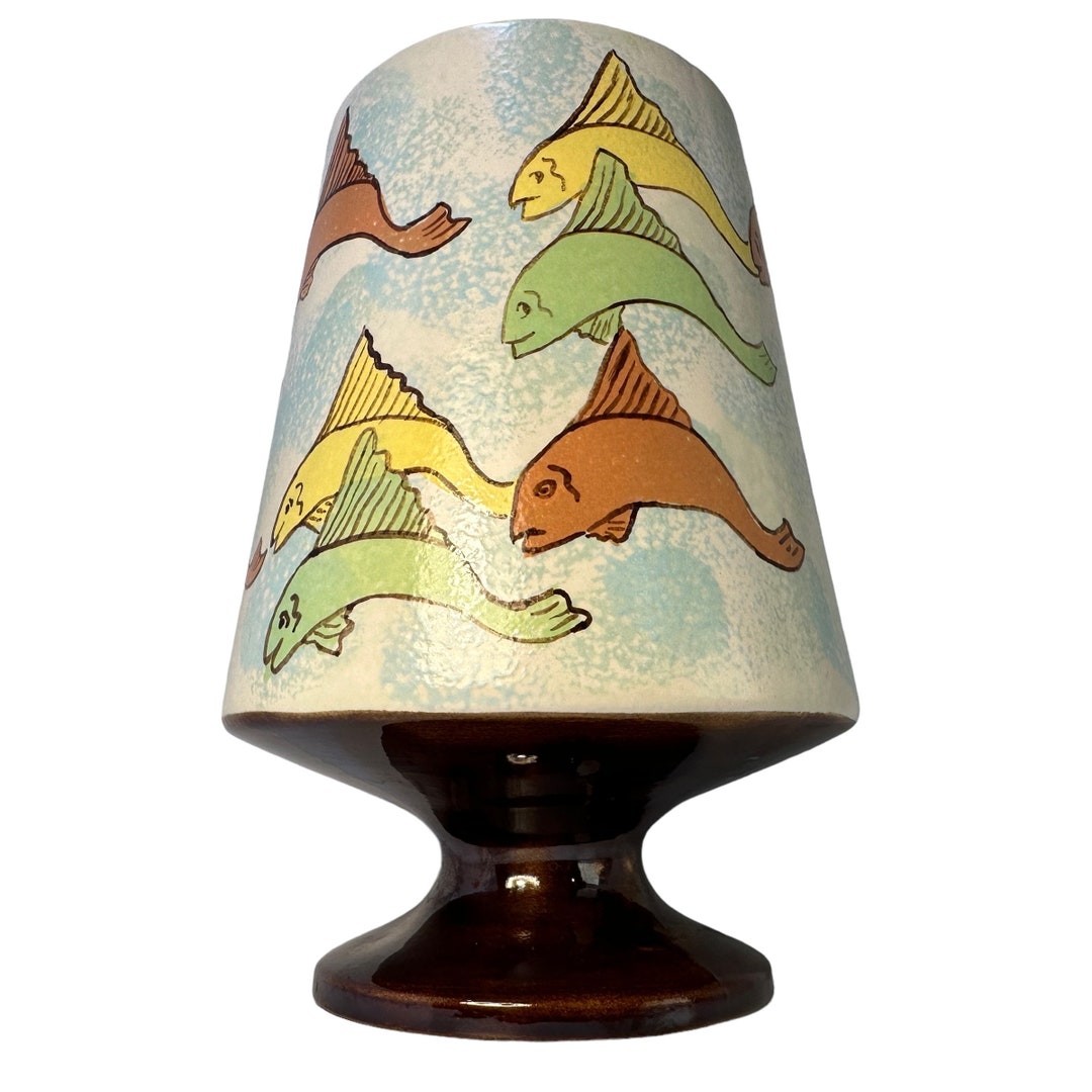 Midcentury Ceramic Fish Vase Handpainted Fish Footed Vase Handmade ...