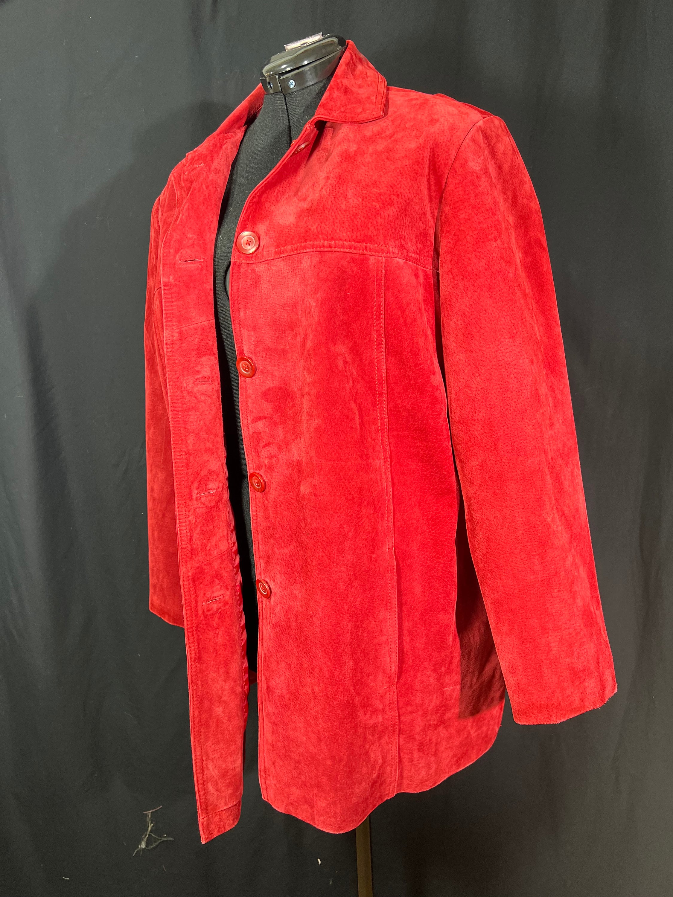 Red Suede 90s Leather Jacket Cherokee Brand 16W Fantastic Plus Size ...